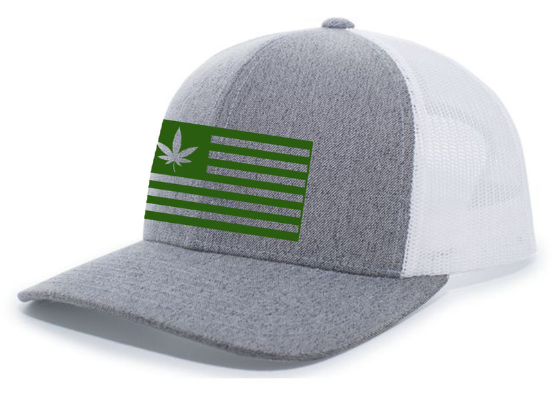 Weed American Flag Marijuana Cannabis Men's Mesh Back Trucker Hat ...