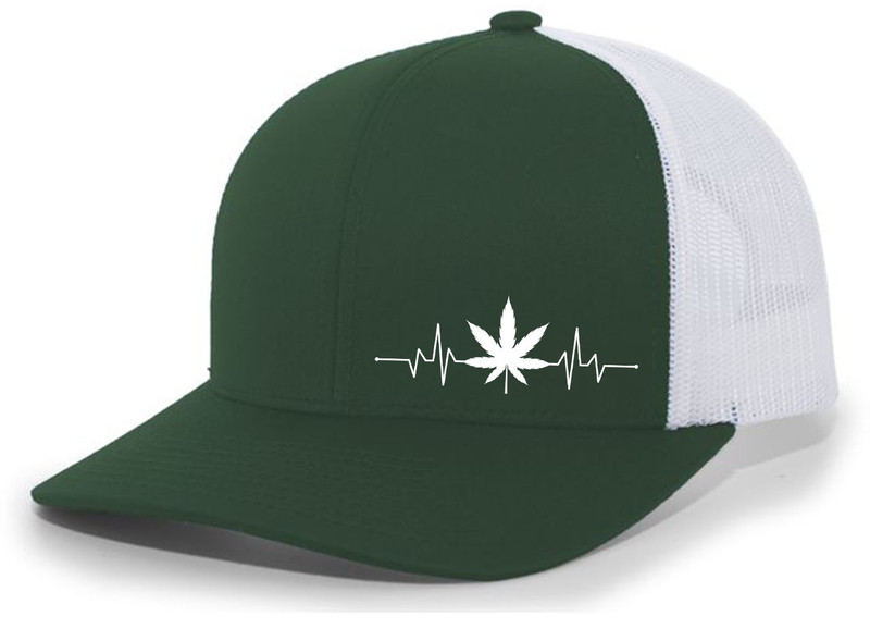 Weed Heartbeat Marijuana Cannabis Men's Mesh Back Trucker Hat Baseball ...