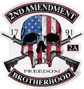 2nd Amendment Brotherhood Biker Skull And Flag 2nd Amendment White ...