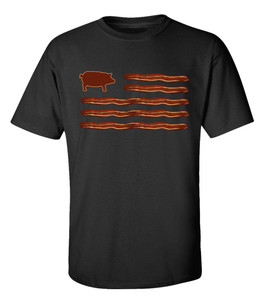 Funny Men's Bacon American Flag Short Sleeve T-shirt - Trenz Shirt Company