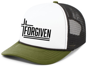 Forgiven Cross Christian Mens Hat Embroidered Foam Front Mesh Rope Back ...