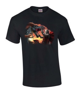Knight Fighting Dragon House of Dragon Moonlight Mens Short Sleeve T ...