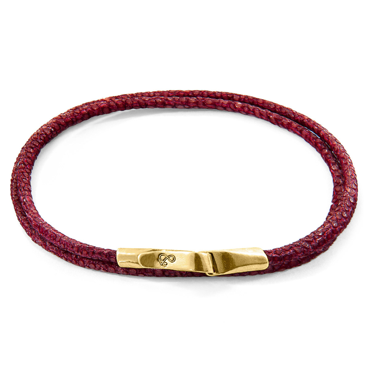 Bordeaux Red Liverpool 9ct Yellow Gold and Stingray Leather Bracelet ...