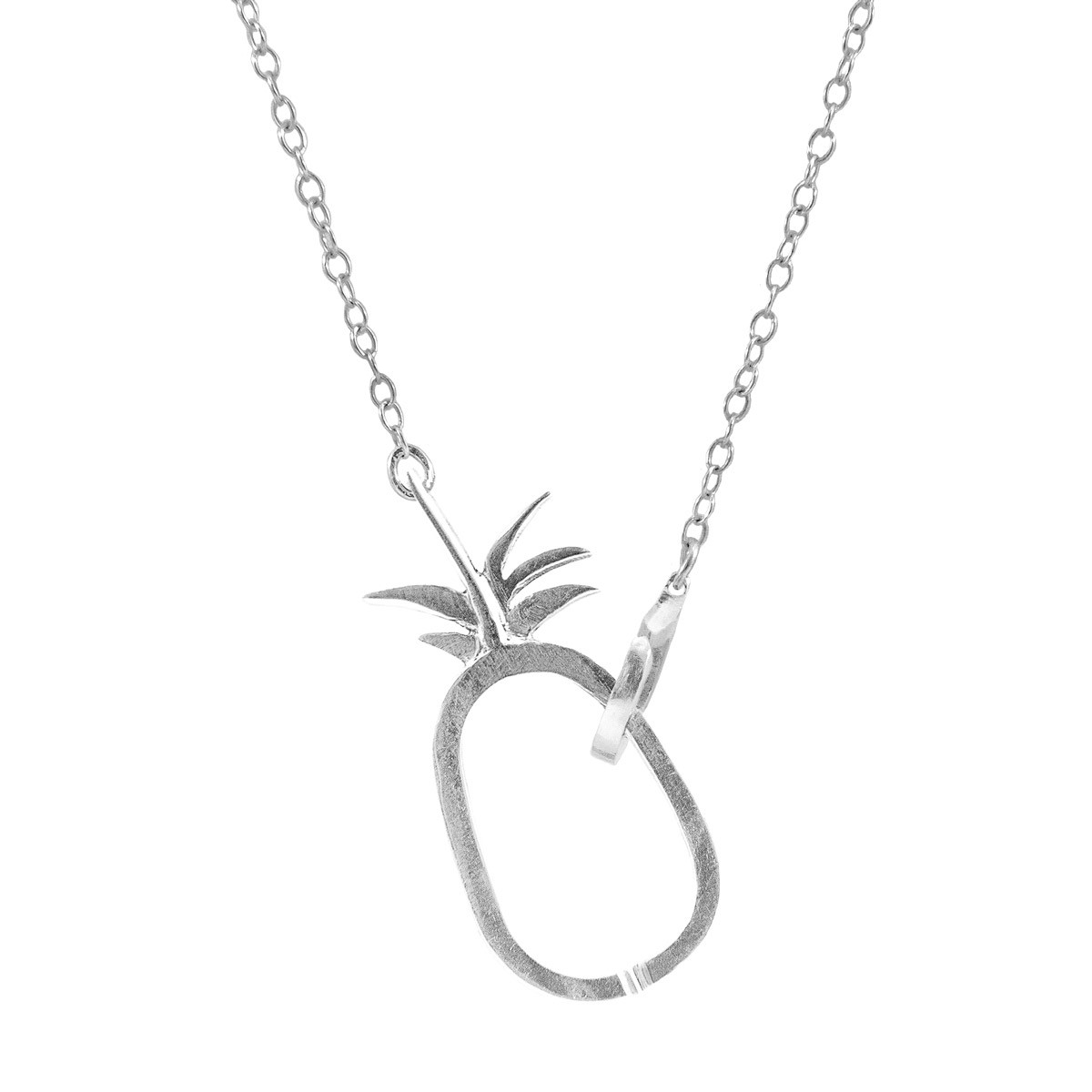 Tropical Pineapple Link Paradise Silver Necklace Pendant | ANCHOR & CREW