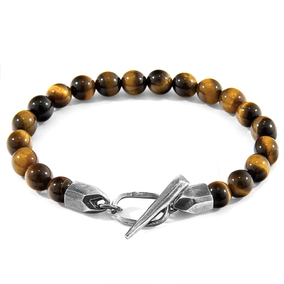 Brown Tigers Eye Tinago Silver and Stone Beaded Bracelet | ANCHOR & CREW