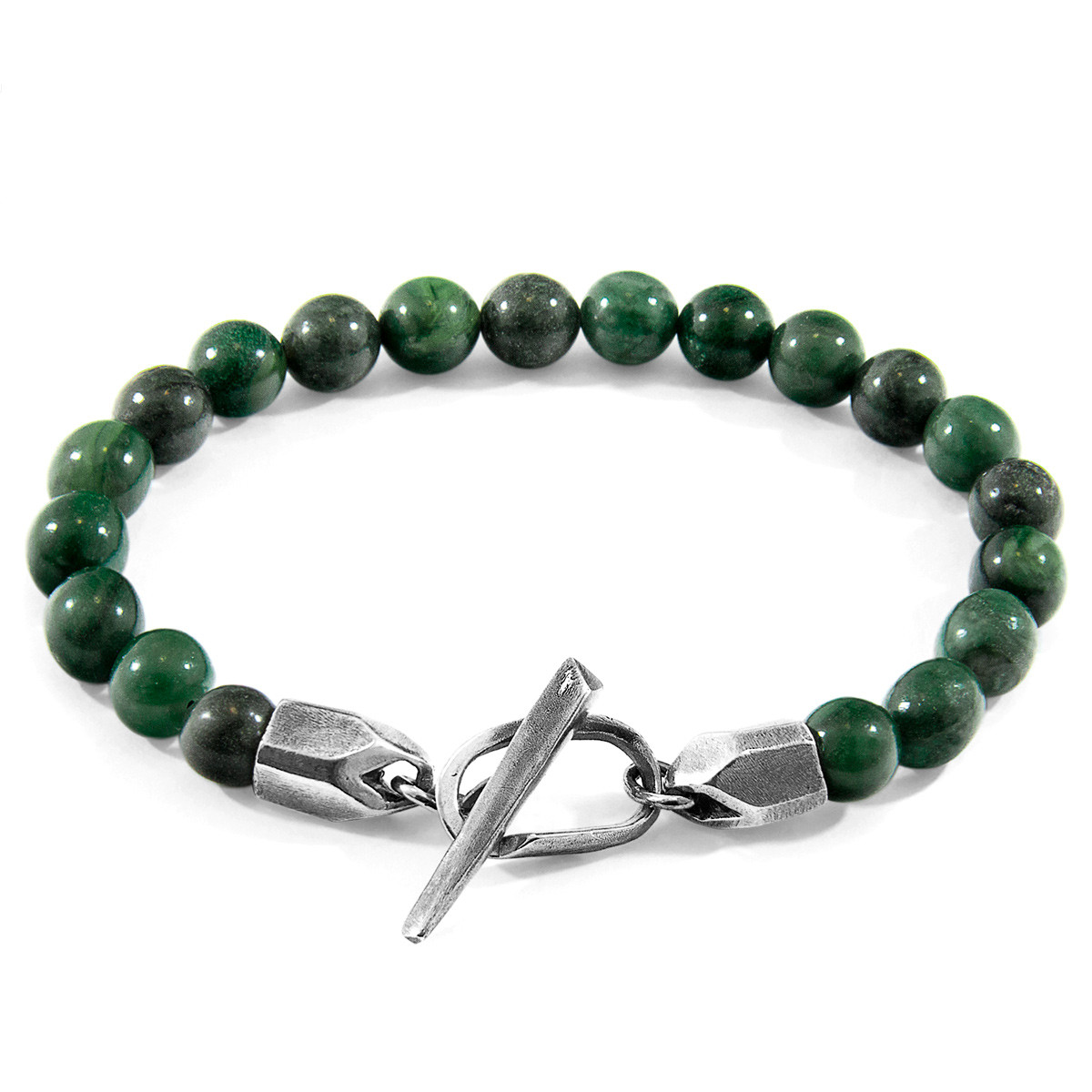 Green Jade Tinago Silver and Stone Beaded Bracelet | ANCHOR & CREW