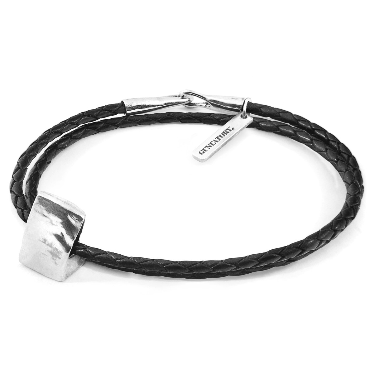 Midnight Black GUSTATORY Coffee Bag Silver and Braided Leather Bracelet ...