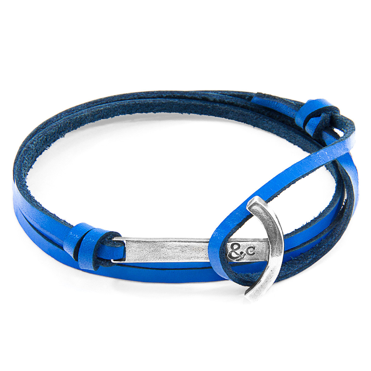 Royal Blue Clipper Anchor Silver and Flat Leather Bracelet | ANCHOR ...