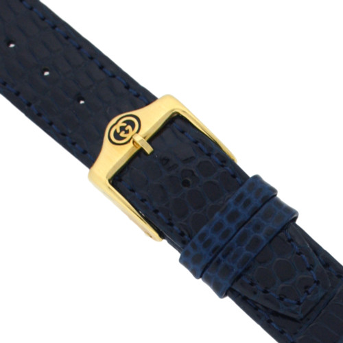 Genuine GUCCI Watch Band 16mm Navy Blue Genuine Lizard Replacement Strap
