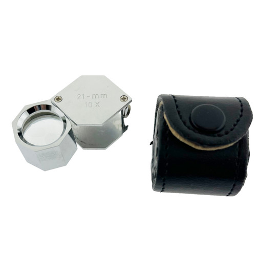 10X Folding Magnifier Eye Loup Leather Storage Box