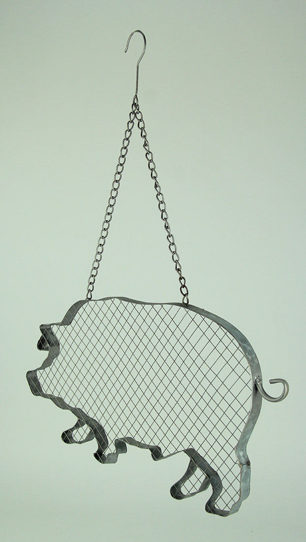 Metal and Mesh Wire Hanging Pig Farmhouse Decor - Things2Die4