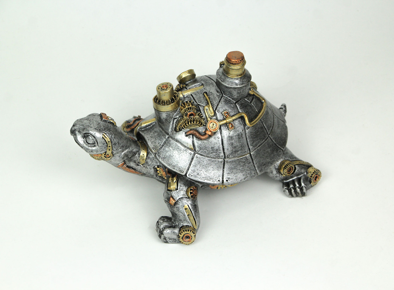 Metallic Silver Copper and Gold Gothic Steampunk Turtle Statue ...
