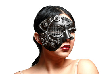 Scratch & Dent Metallic Steampunk Phantom Half Face Masquerade Mask ...