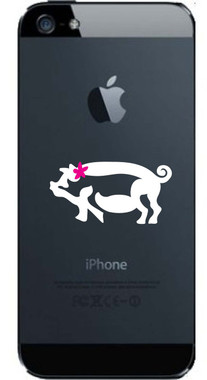 Pig Curly Tail Mini Cell Phone Decal C221 - Cecilia Chenault Art