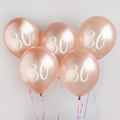 Number 30 Balloons Rose Gold - The Queen's Pantry