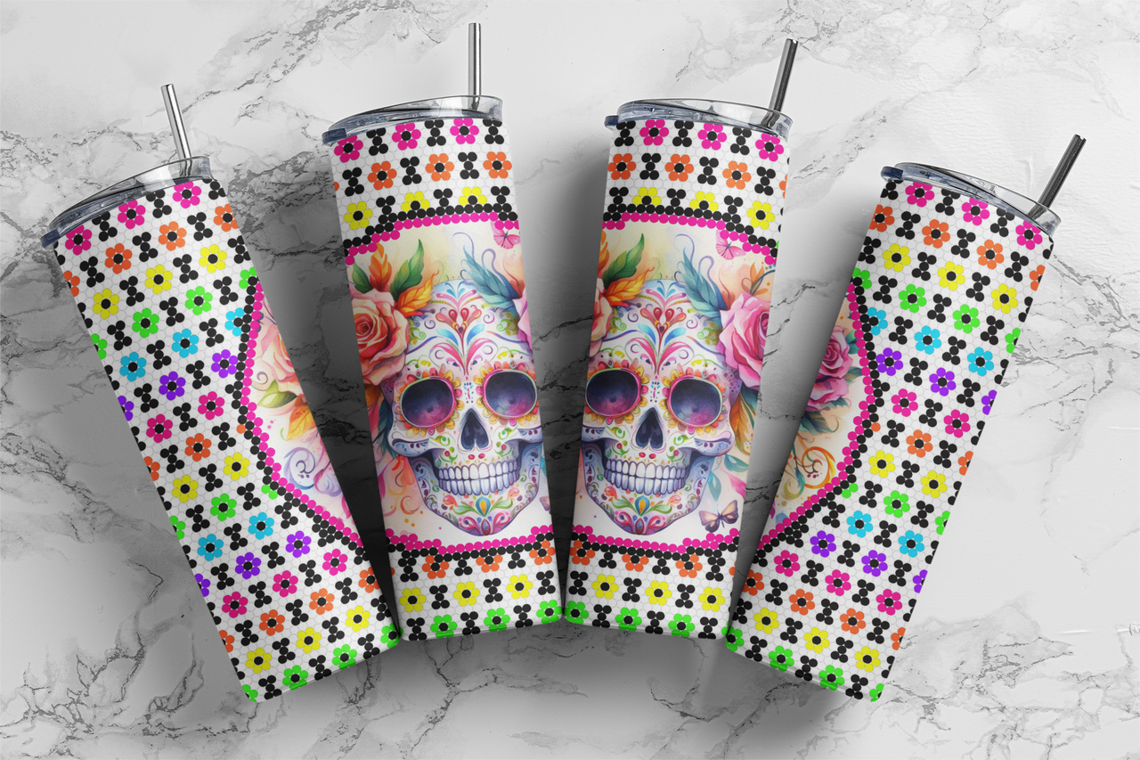 Neon Sugar Skull Floral SS16/4MM 20 oz. Skinny Circle DIGITAL DOWNLOAD