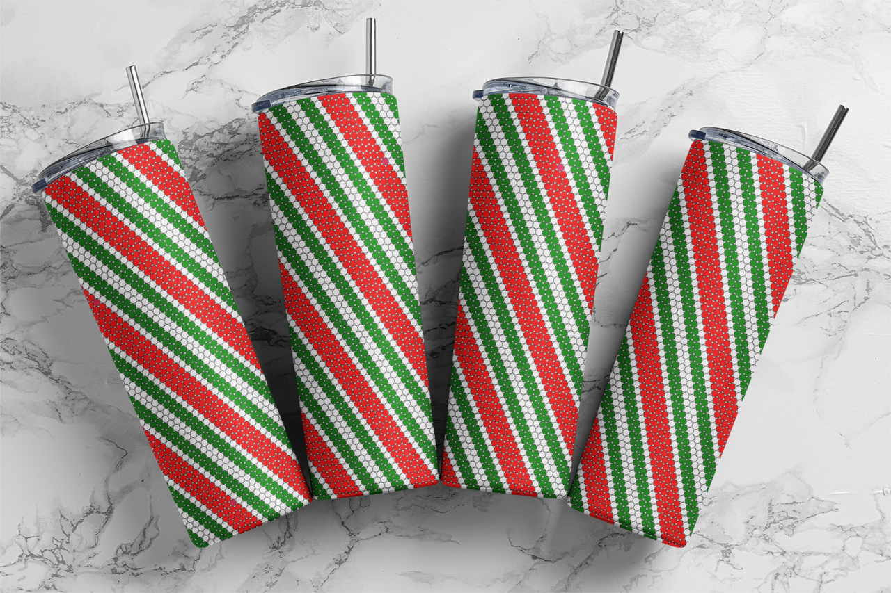 Christmas Stripes Sublimation Pattern Tumbler 20 oz. Skinny