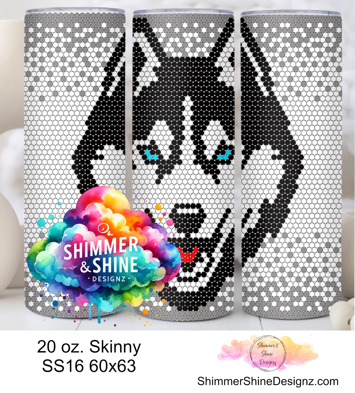 Husky Face Ombre SS16 Sublimation Pattern Tumbler 20 oz. Skinny