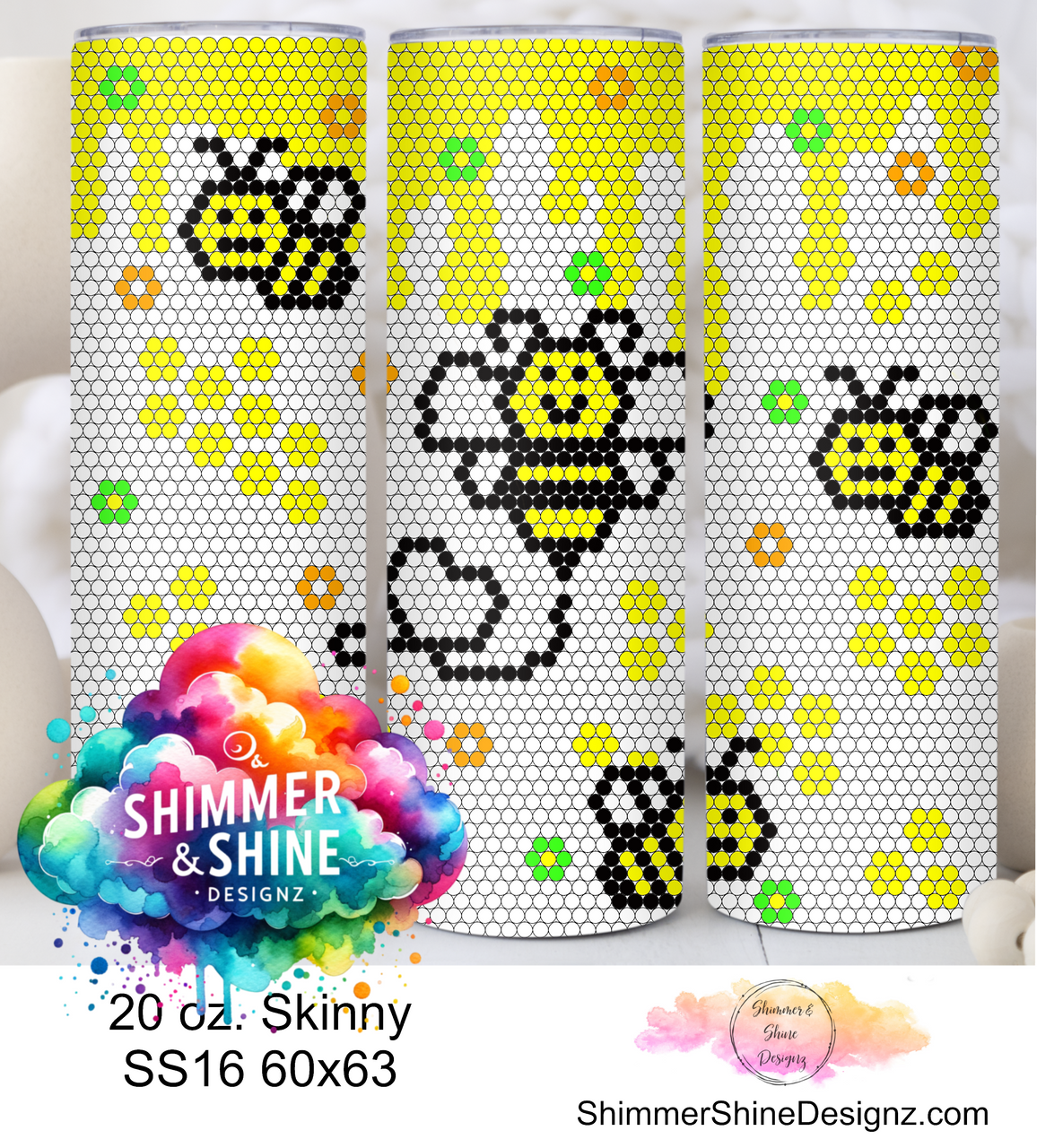 Busy Bees Honeycomb Drip 20 oz Skinny SS16 60x63 DIGITAL DOWNLOAD
