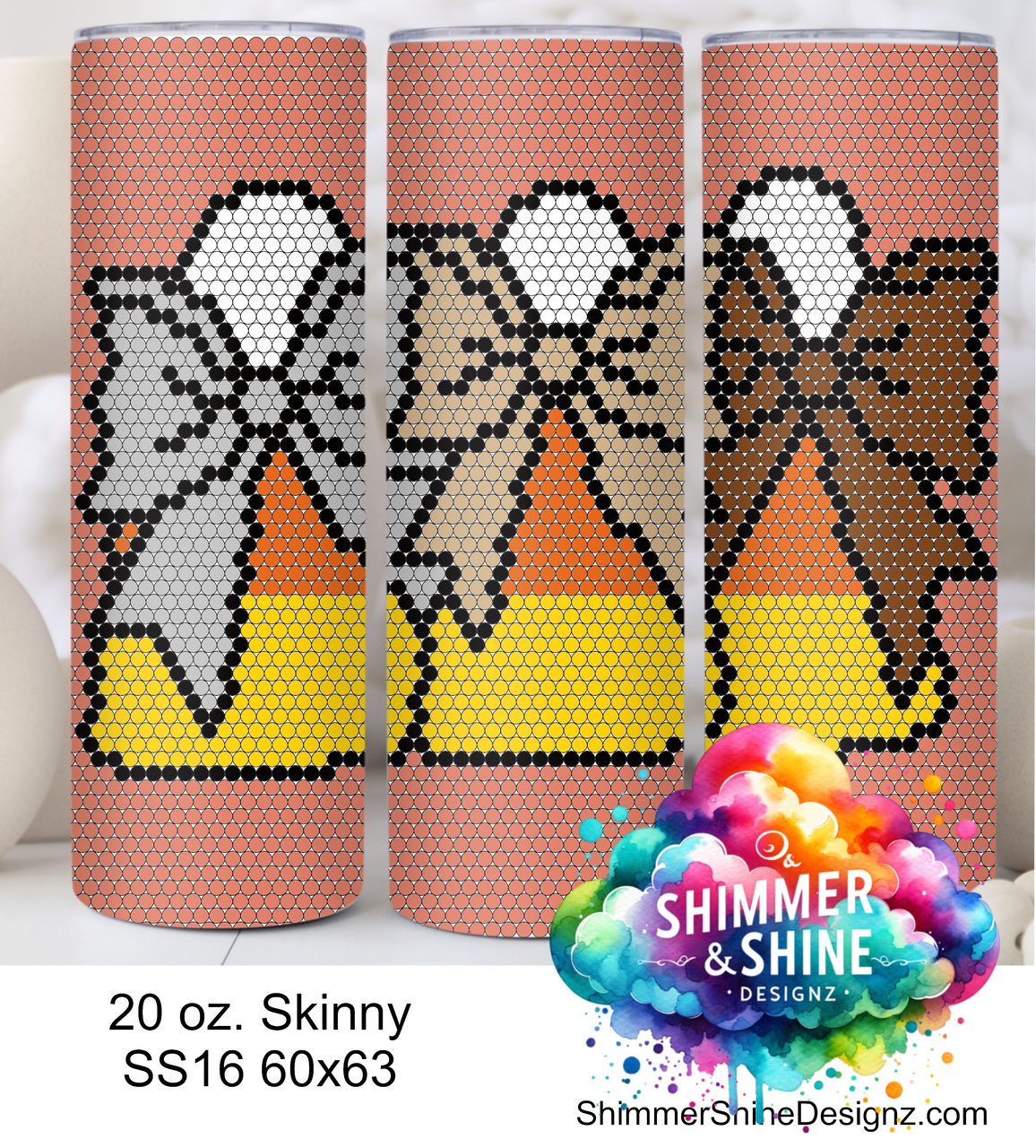 Candy Corn Coquette Bows 20 oz Skinny SS16 60x63 DIGITAL DOWNLOAD