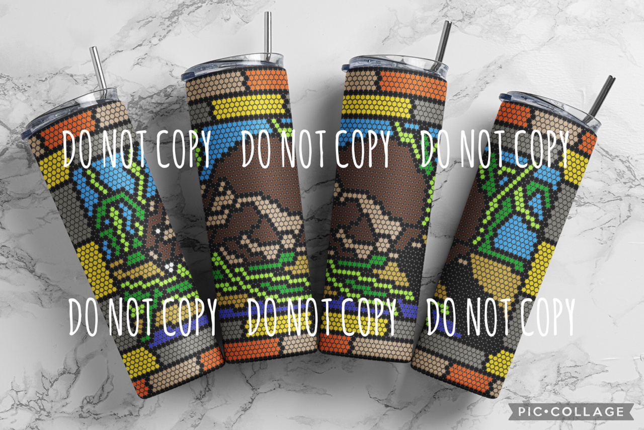 Stained Glass Beaver Natural Rhinestone Pattern 20 oz Skinny Straight ...