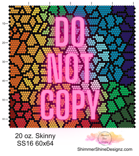 Stained Glass Rainbow Gradient Rhinestone Pattern 20 oz Skinny Straight ...