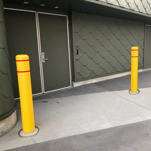 Bollard Covers, Yellow with Red Reflective Tape | ENPAC