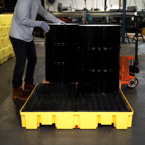 4 Drum Slim-Line Poly Spill Pallet | ENPAC