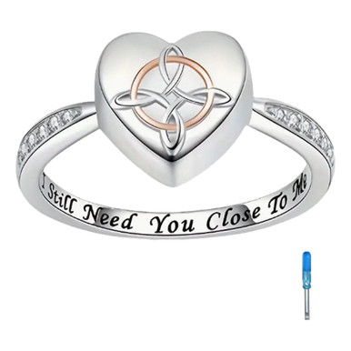 Love Heart Cremation Ash Ring Memorial Urn Ring