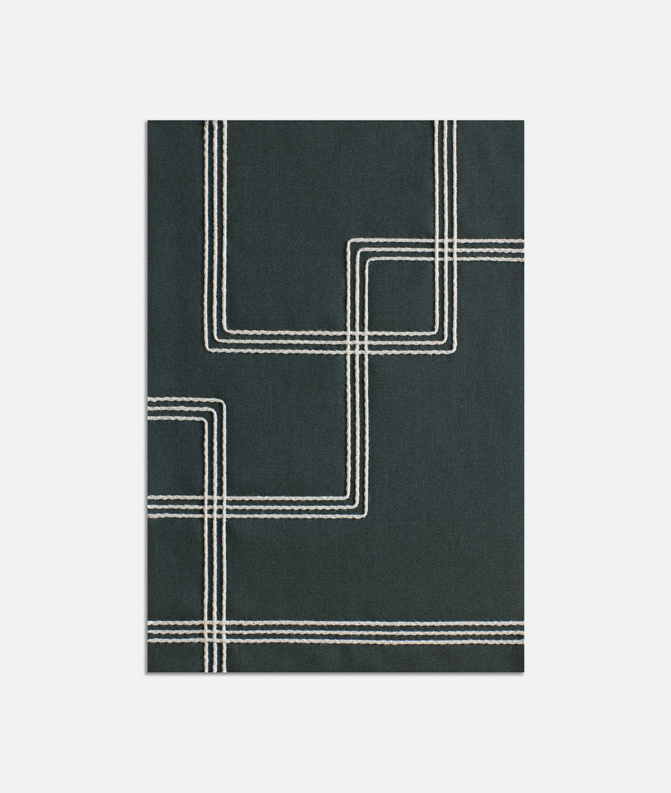 Labyrinthic embroidery on wool satin Metametodo | Dedar Milano
