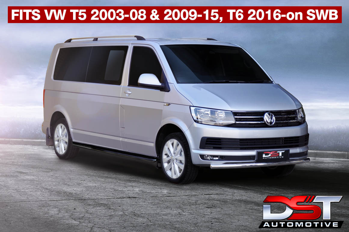 VW T5 Side Bars | T6 Transporter Steps Black Powder-Coated