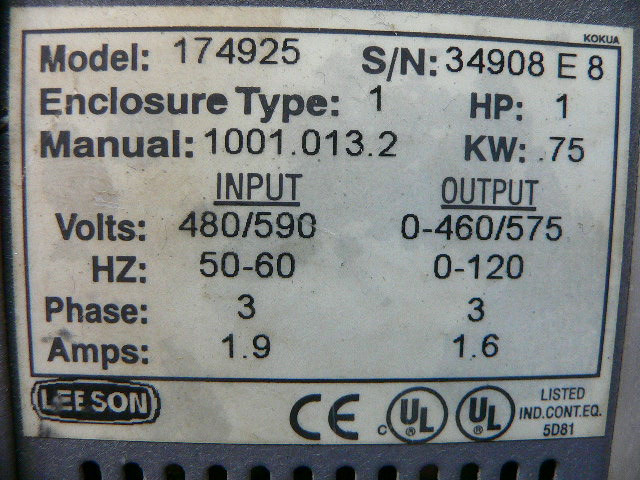 Leeson 174925 Ac Drive 1Hp 460/575V 3Ph Speedmaster Drive - Fen Industrial