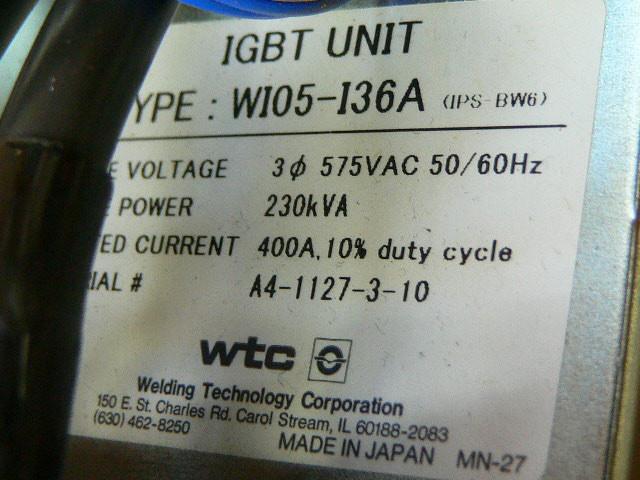 Wtc Wi05-136A Wi05136a Igbt Welding Control 575 V Ac 50/60 Hz 400 A ...