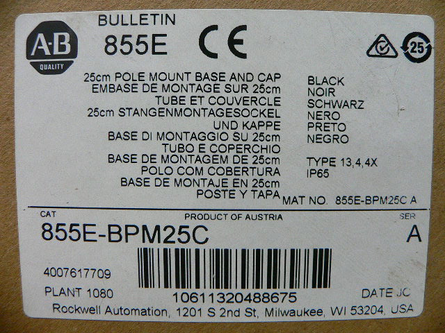 Allen Bradley 855E-Bpm25c Stack Light Mounting Base 25 Cm Pole - Fen ...