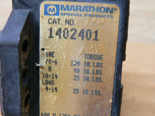 Marathon 1402401 175A 600V 2-Pole Power Distribution Block - Fen Industrial