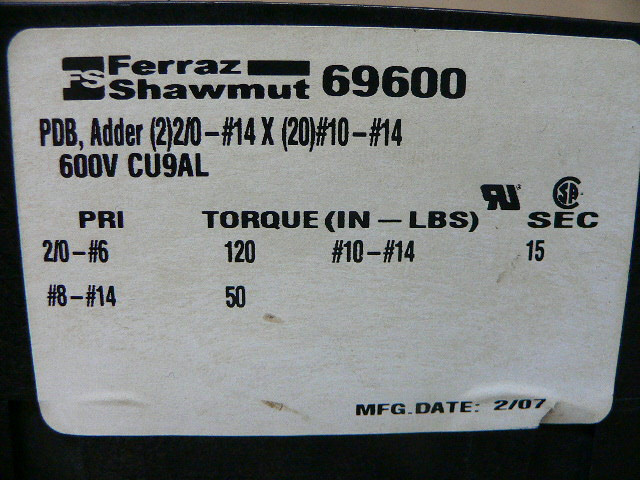 Ferraz Shawmut 69600 Power Distribution Block - Fen Industrial