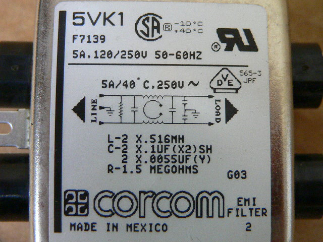 5Vk1 Corcom F7139 Single Phase Emc/Emi Line Filter 250Vac 5A - Fen ...