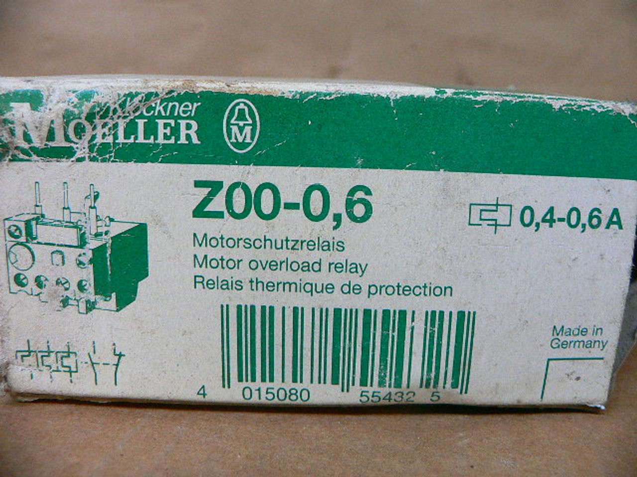 Klockner Moeller Motor Overload Relay Z00-0,6 - Fen Industrial