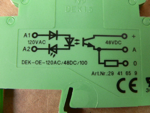 PHOENIX CONTACT DEK1.5 DEK-OE-120AC/48DC/100 SOLID STATE RELAY TERMINAL ...