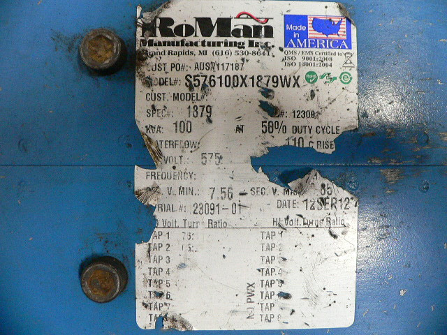 Roman Transformer Welding 100Kva 575V Spot Welding - Fen Industrial