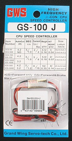 GWSM2088 GWS SPEED CONTROL W/JR PLUG (100E) - Graves RC Hobbies