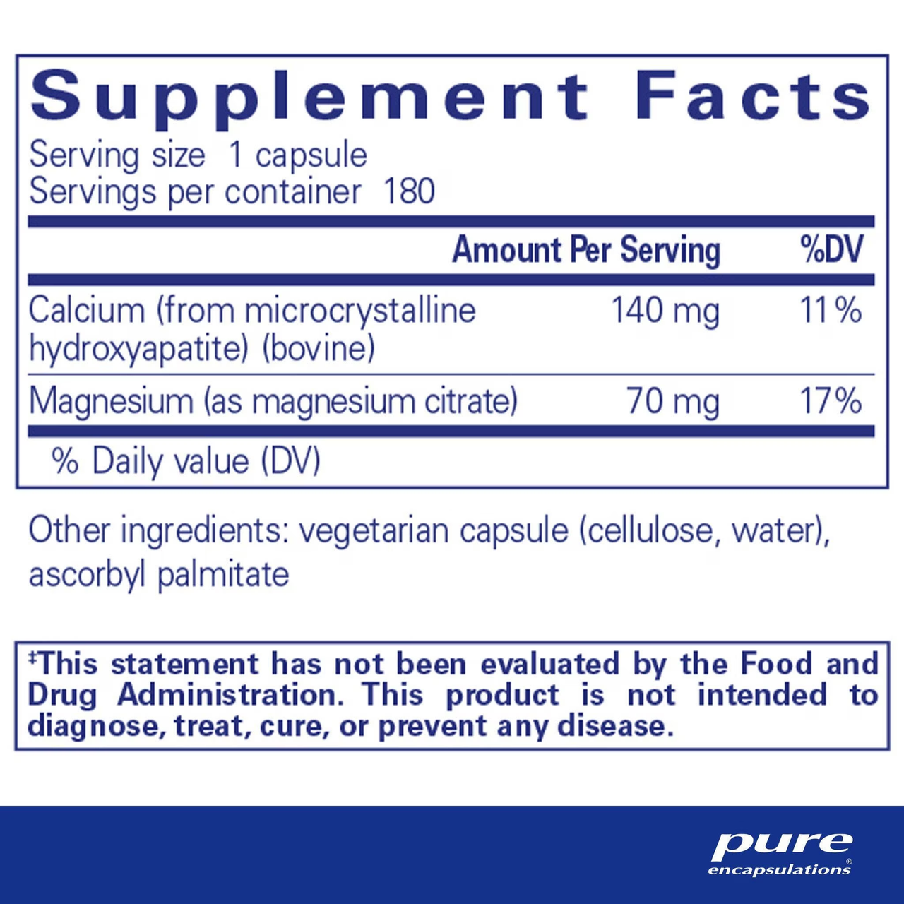 Calcium (MCHA) with Magnesium 180's | Pure Encapsulation