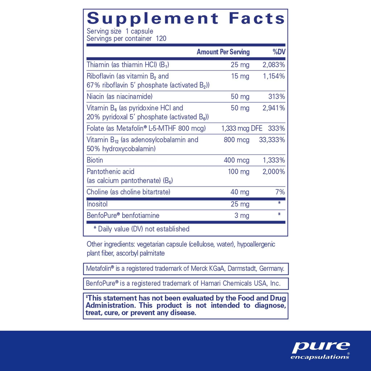PureGenomics® B-Complex 120's | Pure Encapsulations