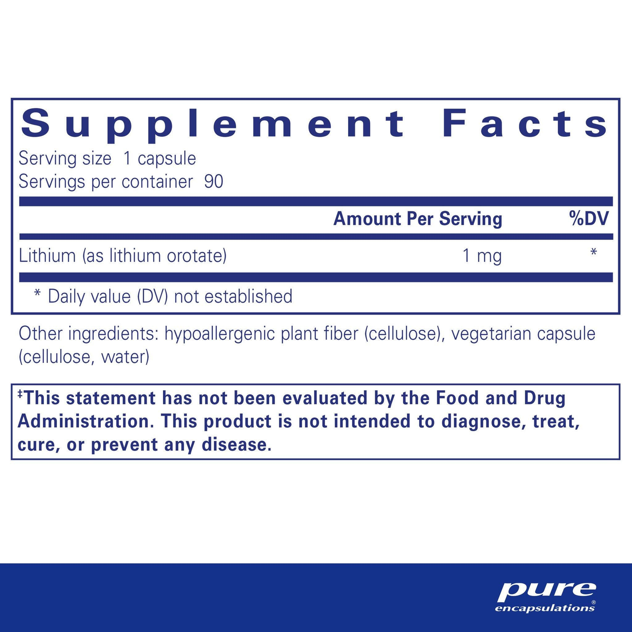 Lithium (orotate) 1 mg | Pure Encapsulations