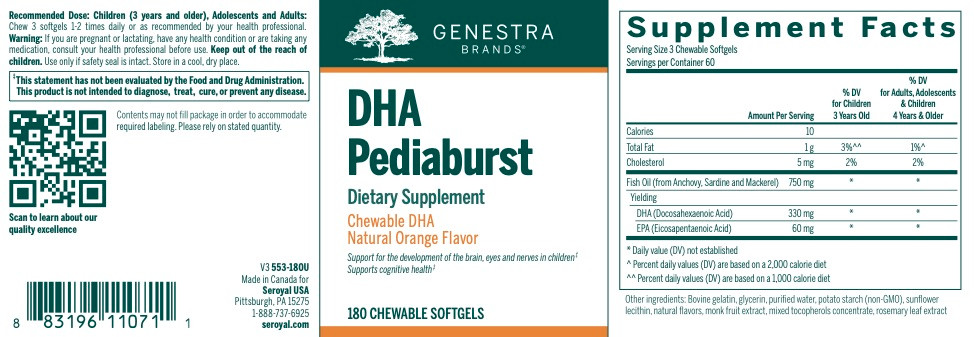 Genestra DHA Pediaburst - 180 Chewable Softgels