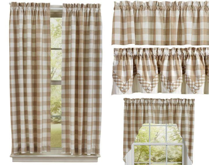 Wicklow Check Natural Curtain Collection - Country Village Shoppe