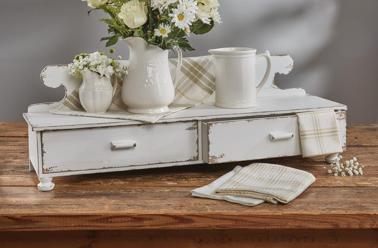 Counter Shelf - Distressed White - Country Village Shoppe
