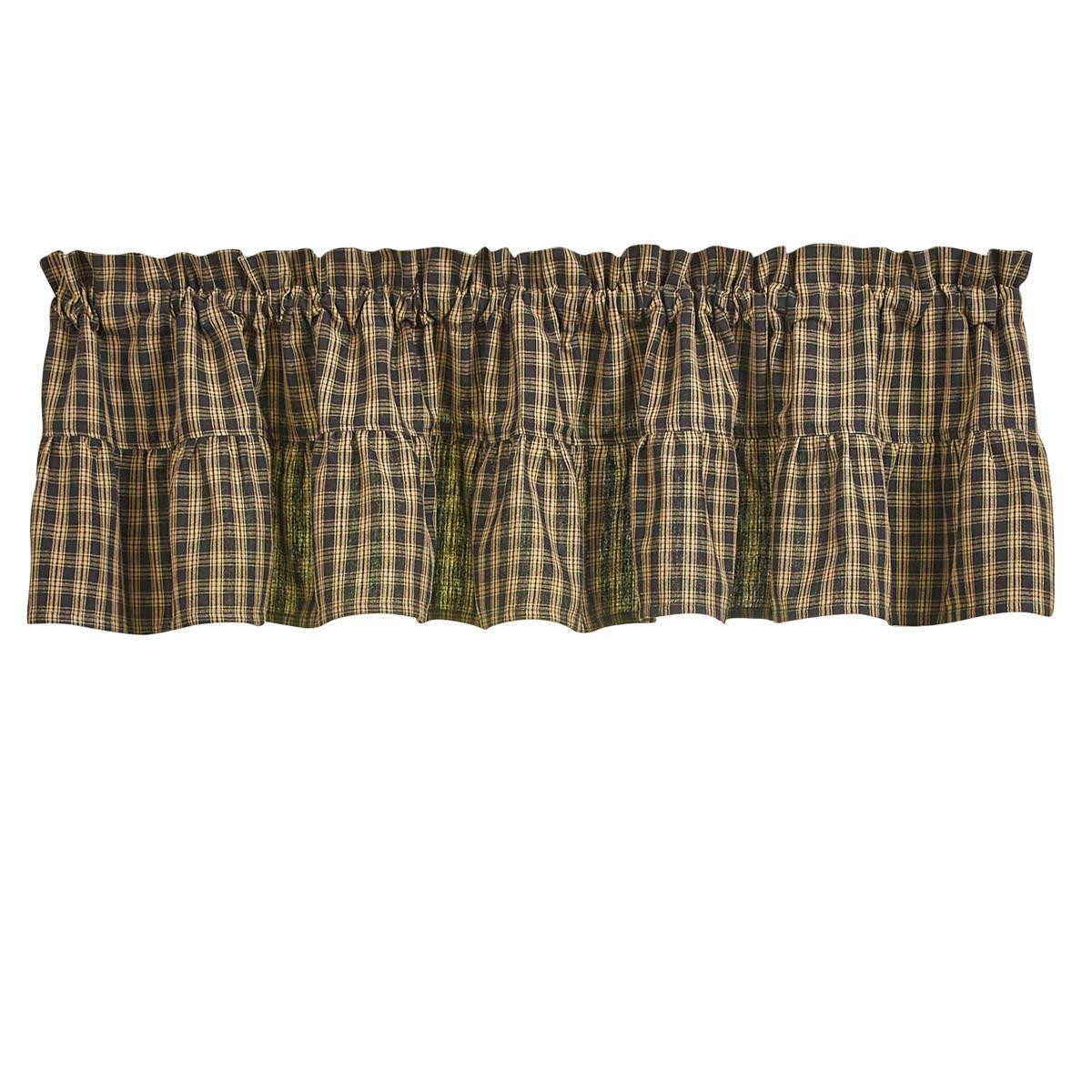 Sturbridge Black Plaid Valance - Ruffle 72x14 - Country Village Shoppe