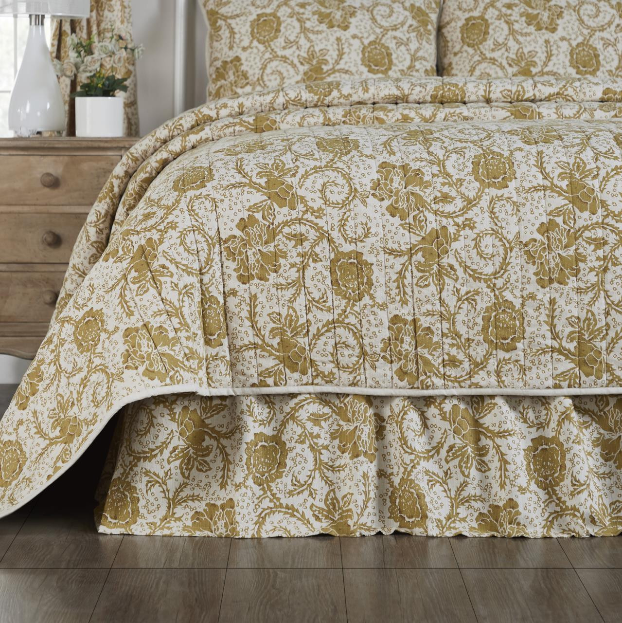 Dorset Gold Floral Bed Skirt Country Village Shoppe
