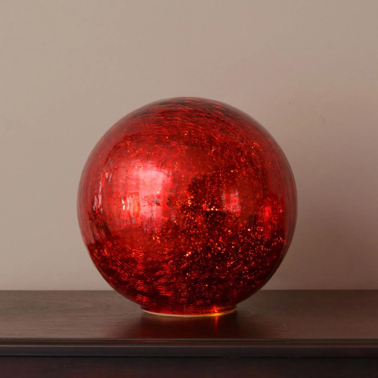 Lighted Timer Glass Ball - Red 6x6 - Country Village Shoppe